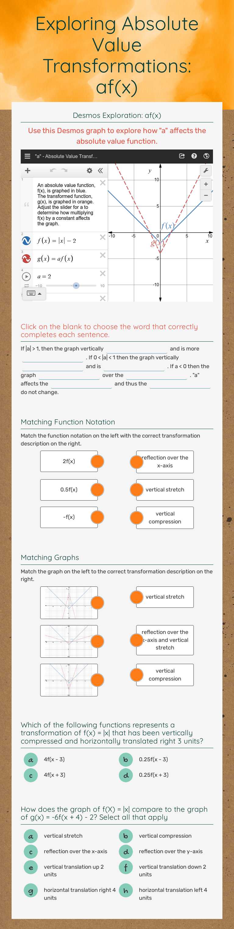 Exploring Absolute Value Transformations: af(x) by Tracy Rosas ...
