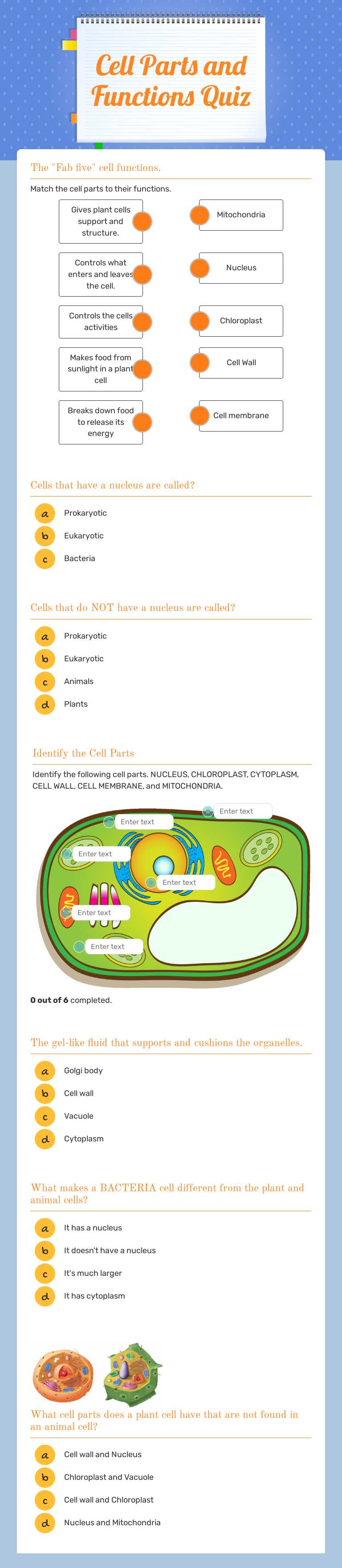 Quiz on cell parts and functions! Identify key organelles in plant and ...