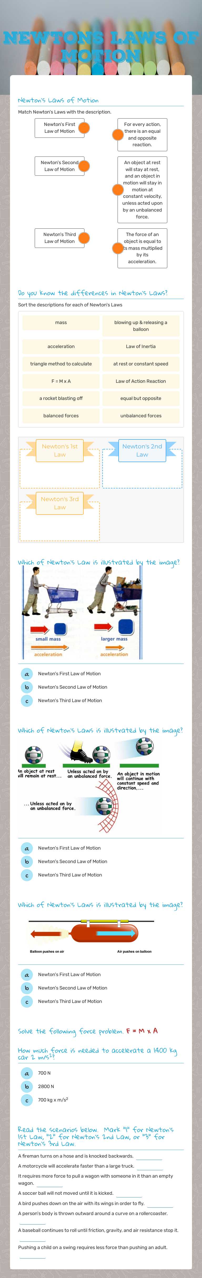 Master Newton's Laws of Motion! Practice identifying, matching, and ...