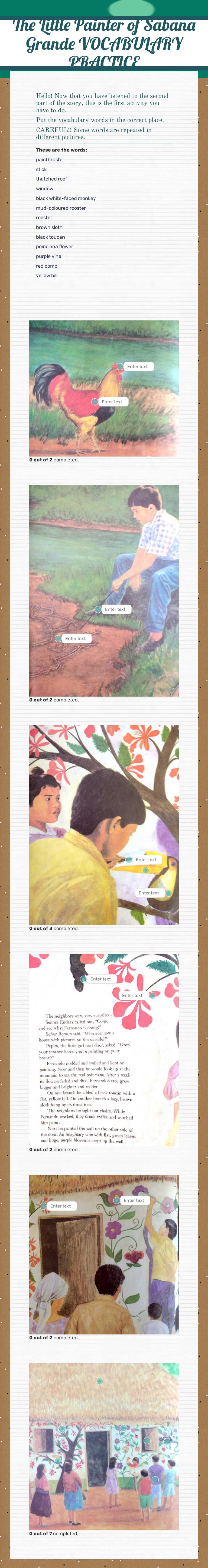 The Little Painter of Sabana Grande VOCABULARY PRACTICE by Fourth Form ...