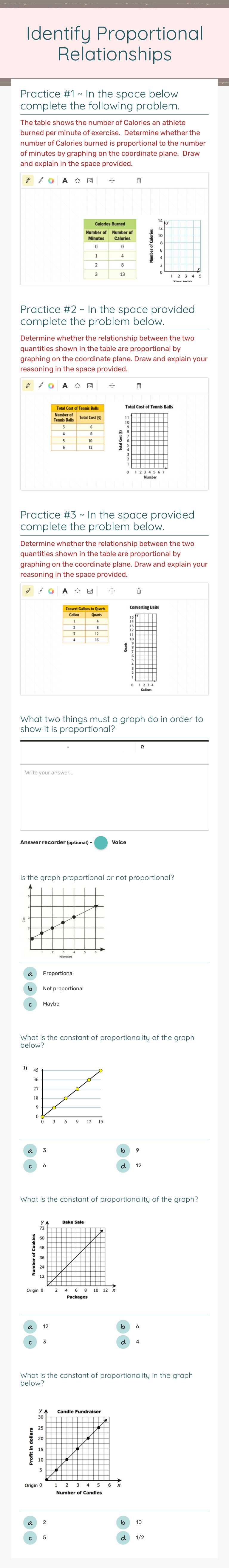 Identify Proportional Relationships by Adam Crone | Interactive ...