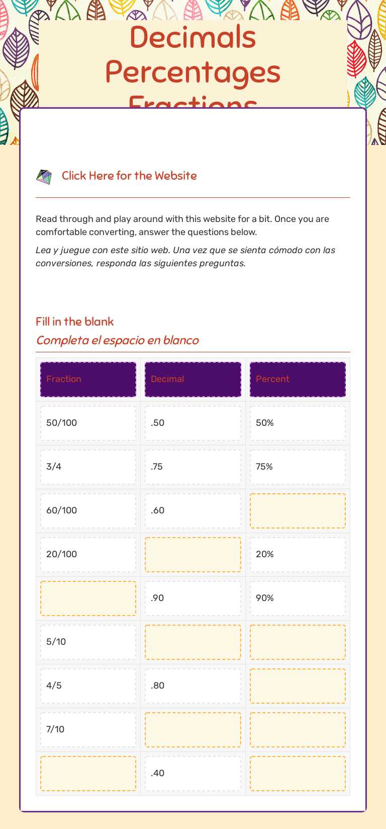 Convert decimals, fractions, and percentages like a pro! Practice ...