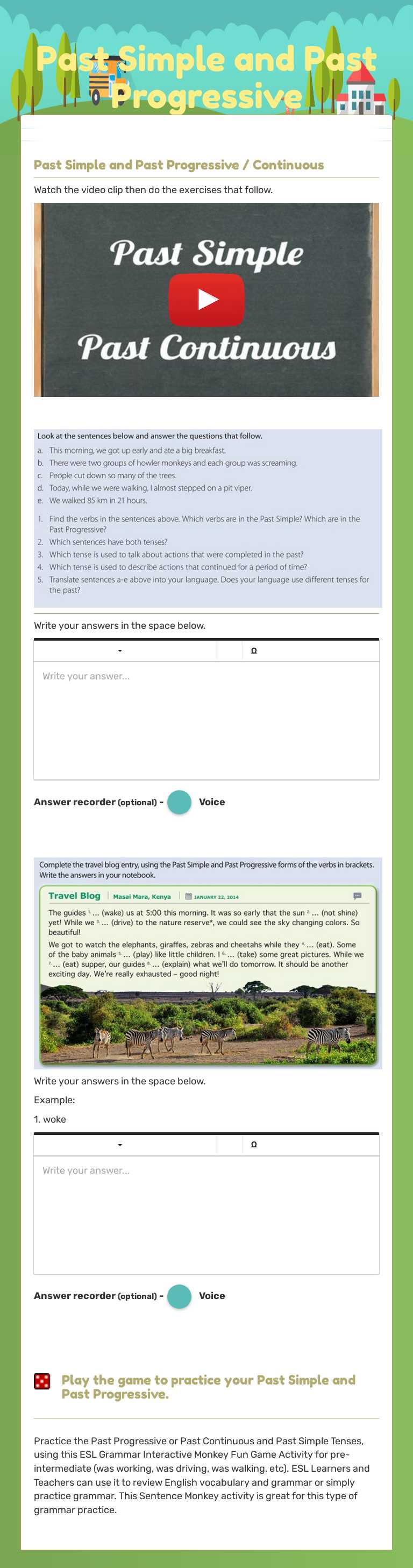 Past Simple and Past Progressive by Margaret Markkanen | Interactive ...