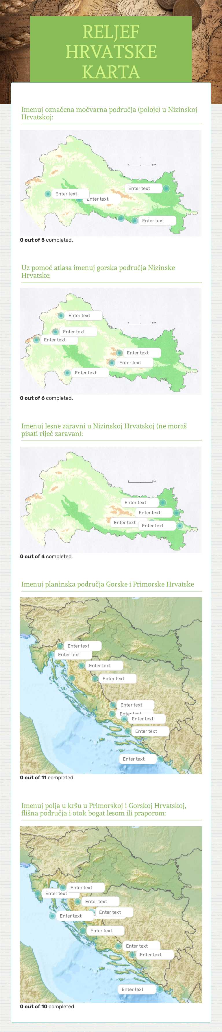 RELJEF HRVATSKE KARTA by RIBANA UMIČEVIĆ | Interactive Worksheet | Wizer.me