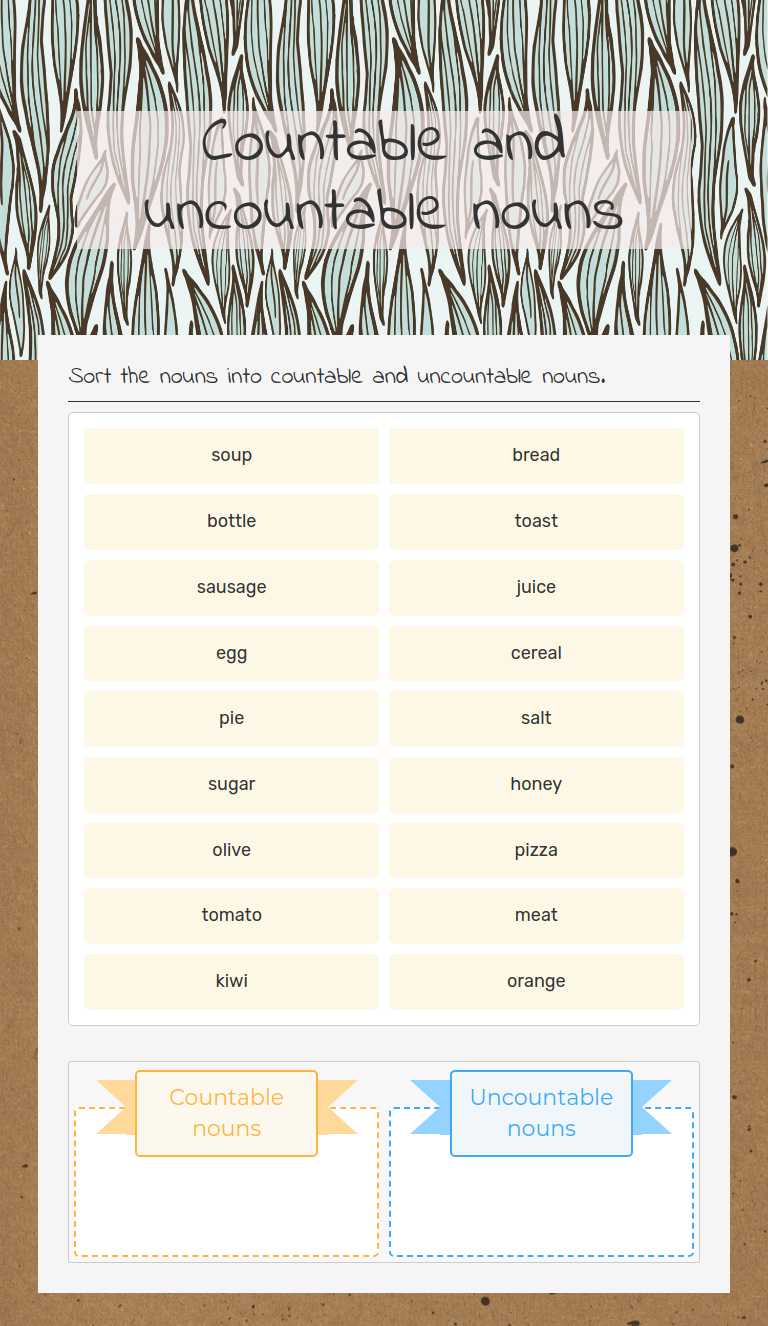 Countable and uncountable nouns by Alina Pintilii | Interactive ...