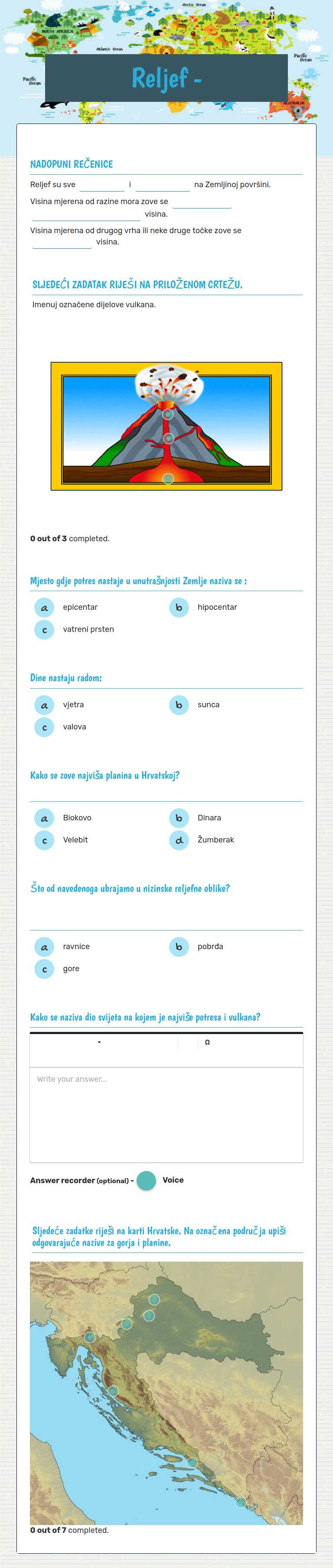 Discover Earth's surface! This relief worksheet covers landforms ...