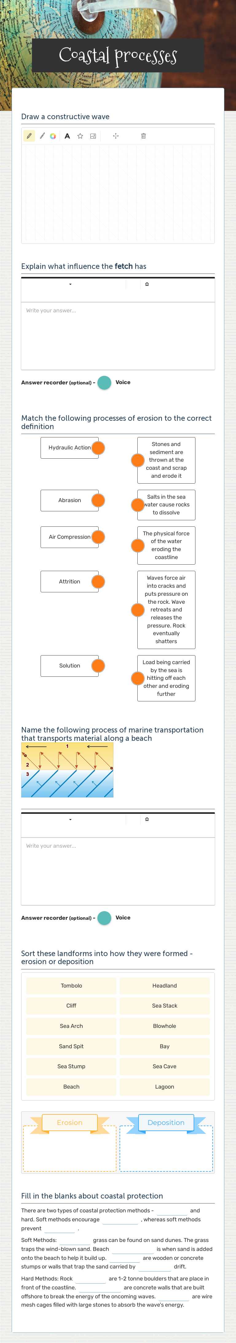 Coastal processes by Christine O Donoghue | Interactive Worksheet ...