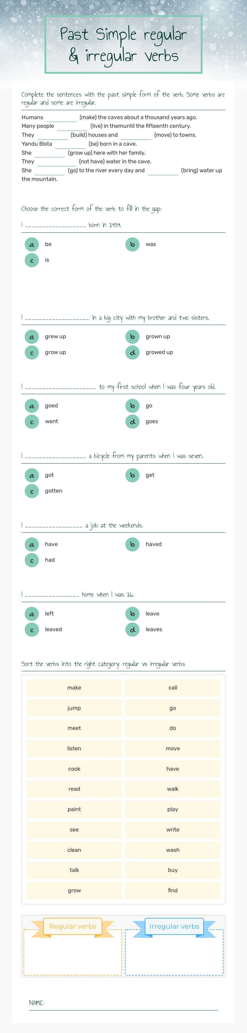 Master past simple verbs! Practice regular & irregular forms in ...