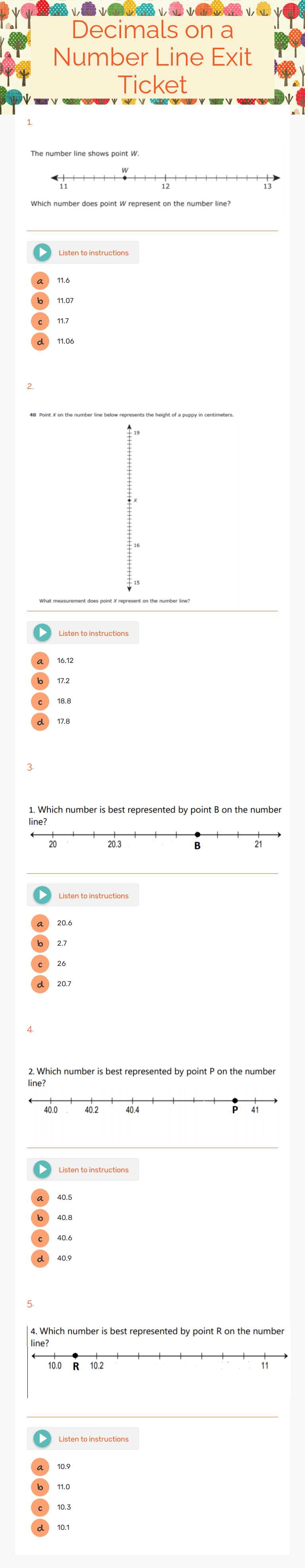 Decimals on a Number Line Exit Ticket by Kristina Hammons | Interactive ...