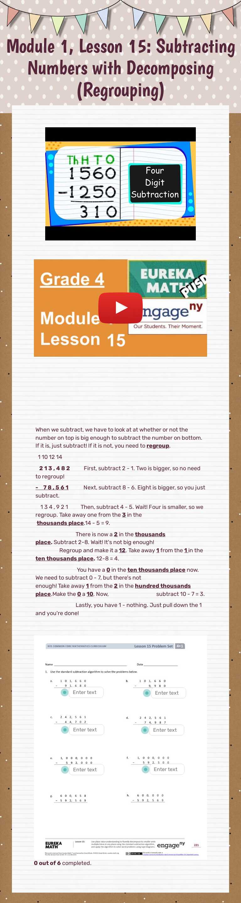Master subtraction with regrouping! Grade 4 math worksheet on ...