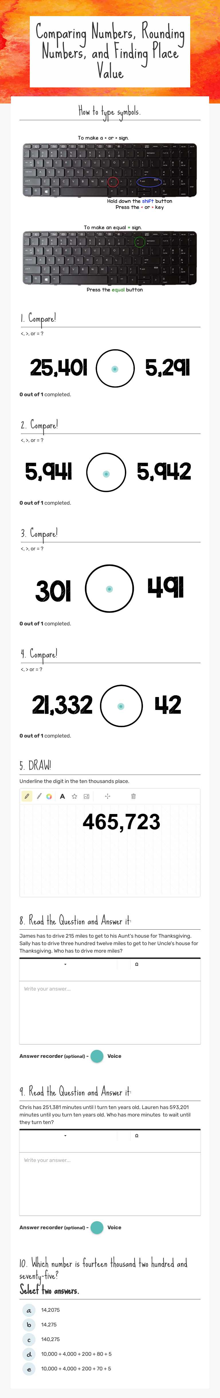 Comparing Numbers, Rounding Numbers, and Finding Place Value by ...