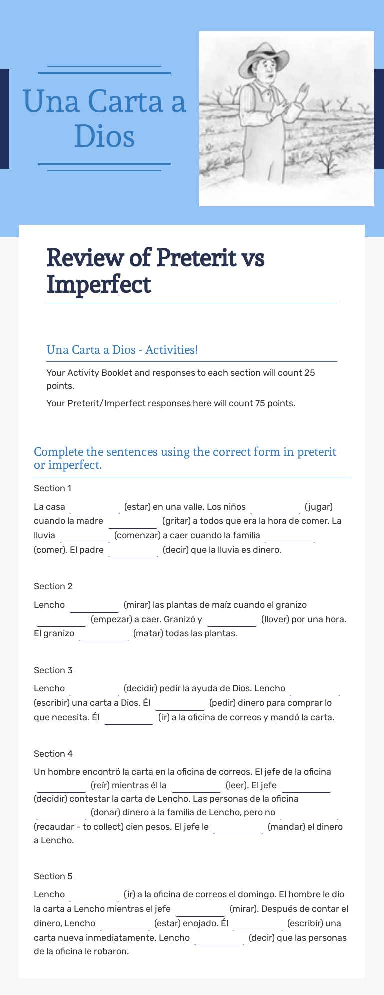 Una Carta a Dios by Rachel Turner | Interactive Worksheet | Wizer.me