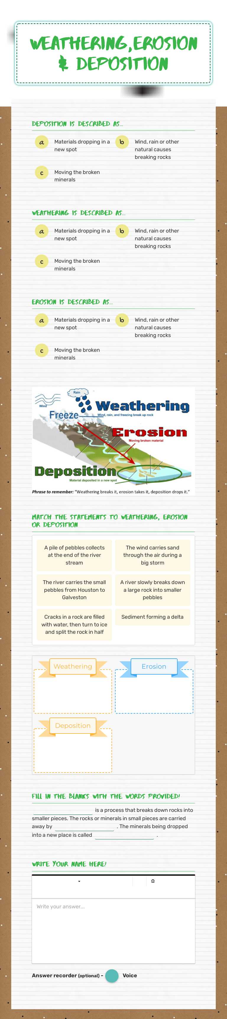 Weathering,Erosion & Deposition by Bridgett Wilson | Interactive ...