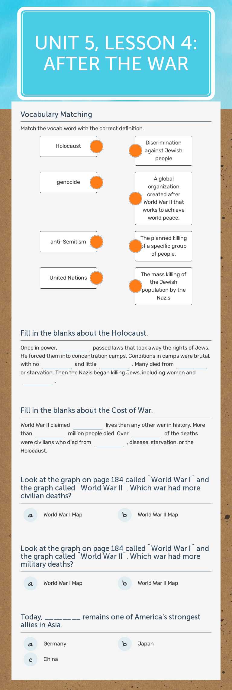 Learn about the world after WWII with our engaging history worksheet ...