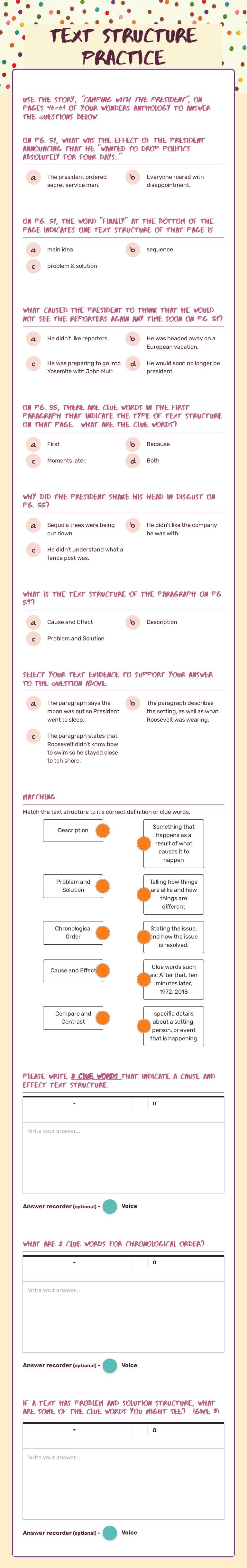 Text Structure Practice by Rachel Alexander | Interactive Worksheet ...