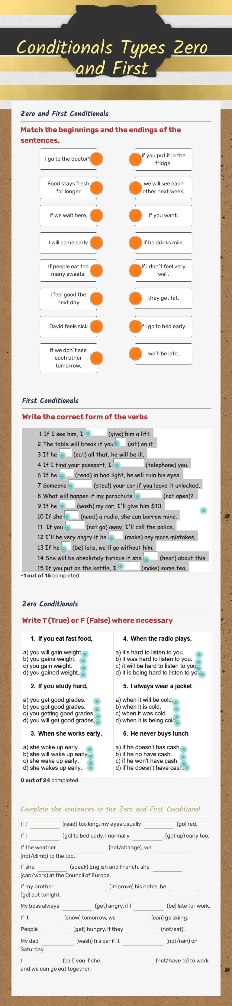 Conditionals Types Zero and First by Magdalena Majewska | Interactive ...