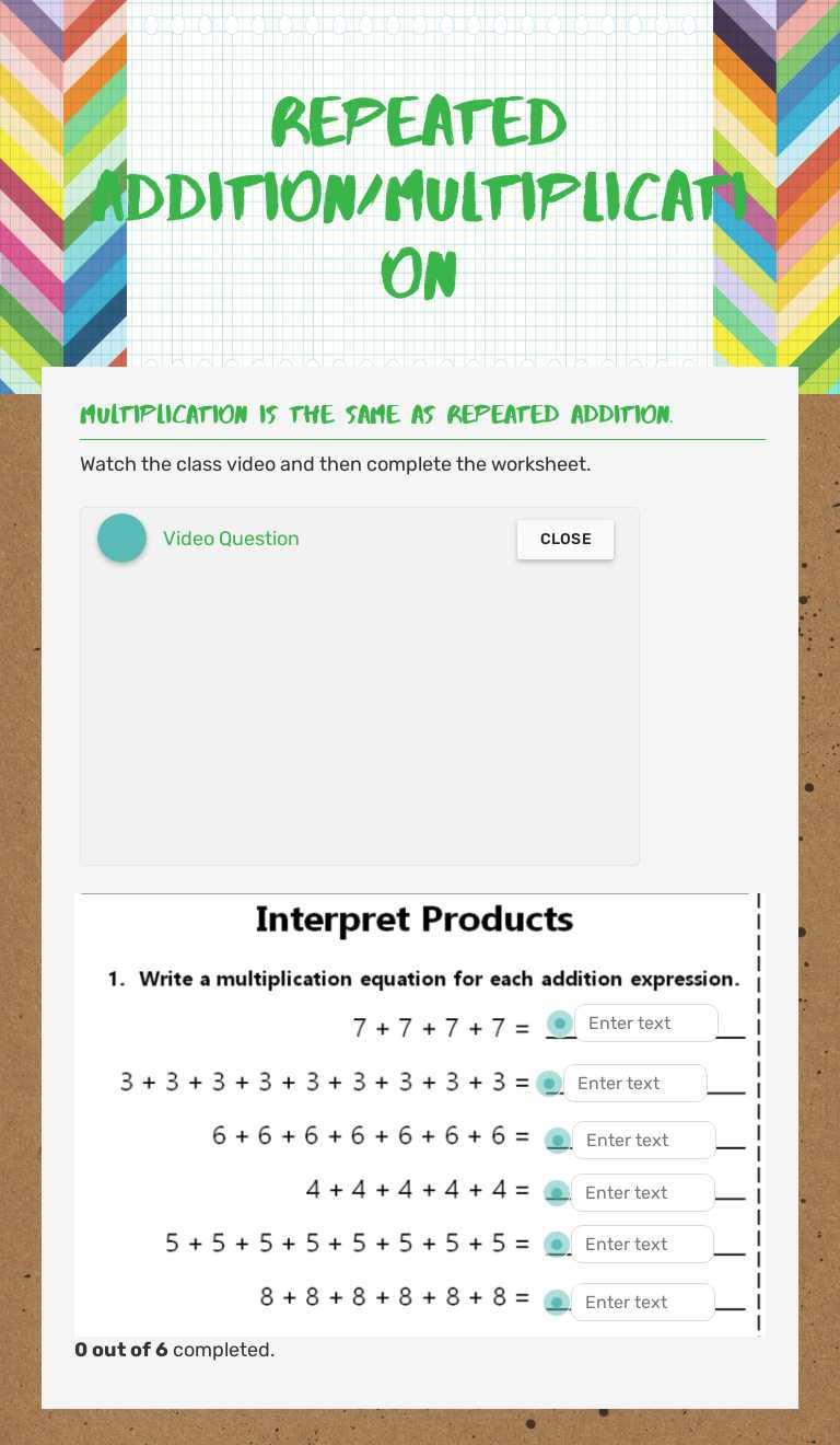 Repeated Addition/Multiplication by Kim Yawn | Interactive Worksheet ...