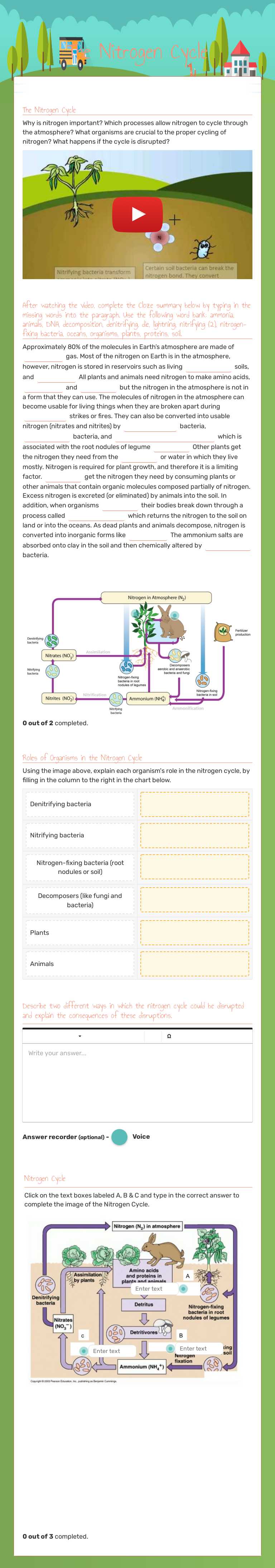 The Nitrogen Cycle by Sara Caira | Interactive Worksheet | Wizer.me