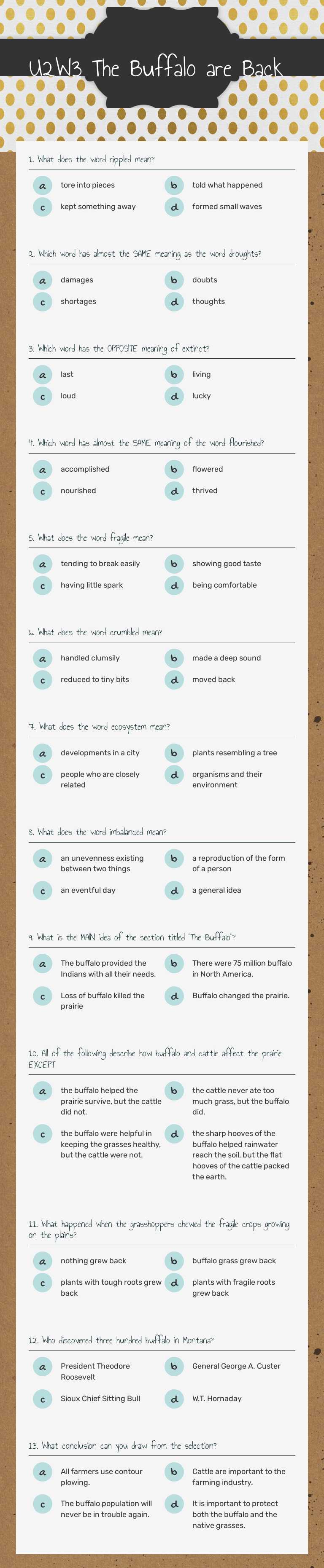 Explore buffalo's vital role in prairie ecosystems! Practice vocabulary ...