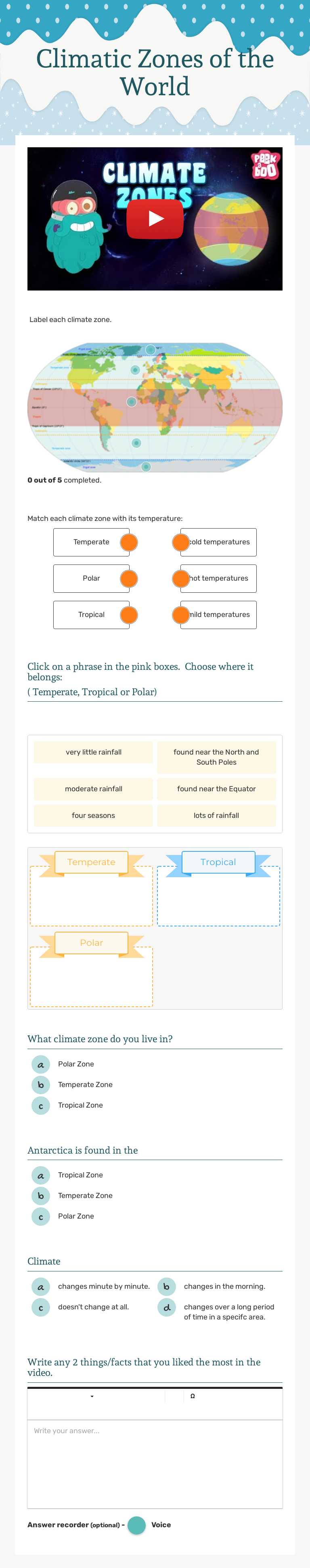 Climatic Zones of the World by Mehwish Umar | Interactive Worksheet ...