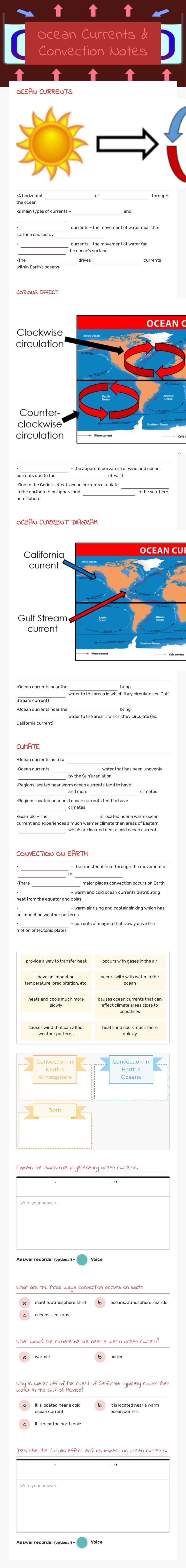 Ocean Currents & Convection Notes by Wendy Davenport | Interactive ...