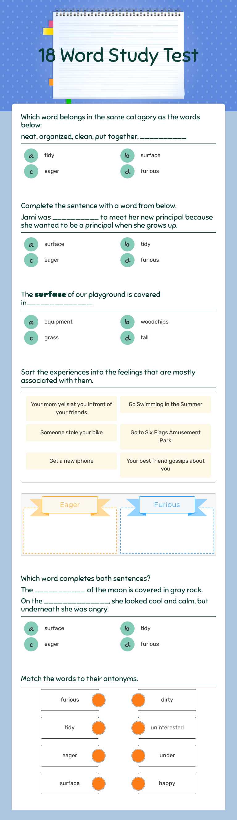 Boost vocabulary skills with this engaging word study test! Practice ...