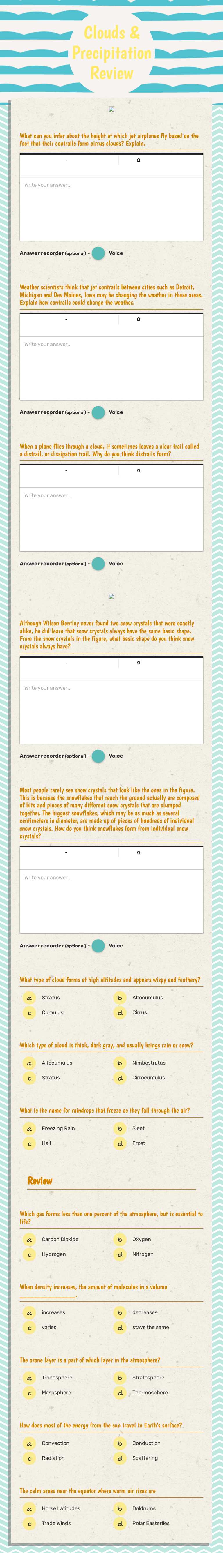 Clouds & Precipitation Review by Melissa VanMiddendorp | Interactive ...