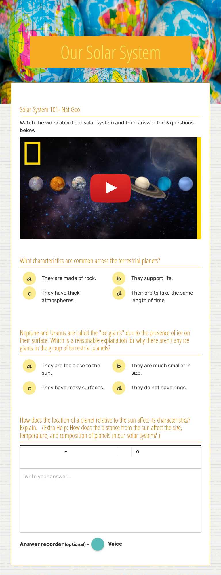 Discover Our Solar System: Terrestrial planets, ice giants, and the sun ...