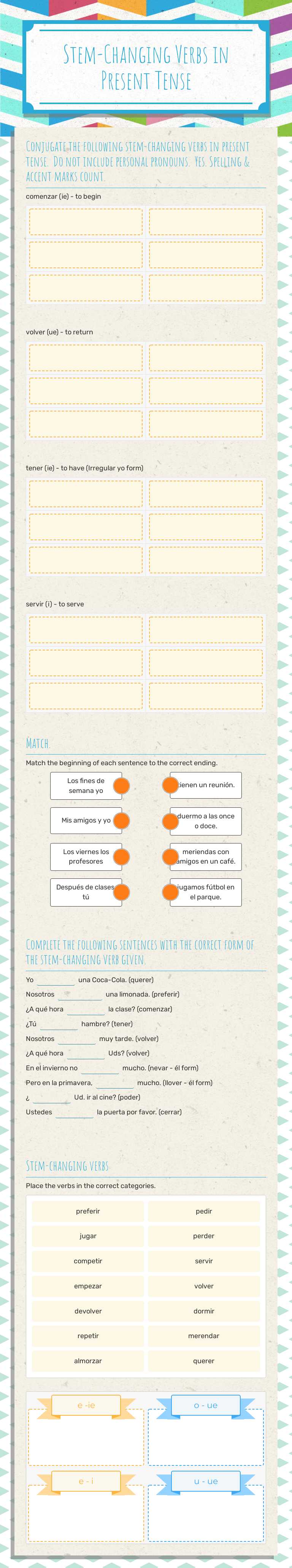 Stem-Changing Verbs in Present Tense by Reenmary Varkey | Interactive ...