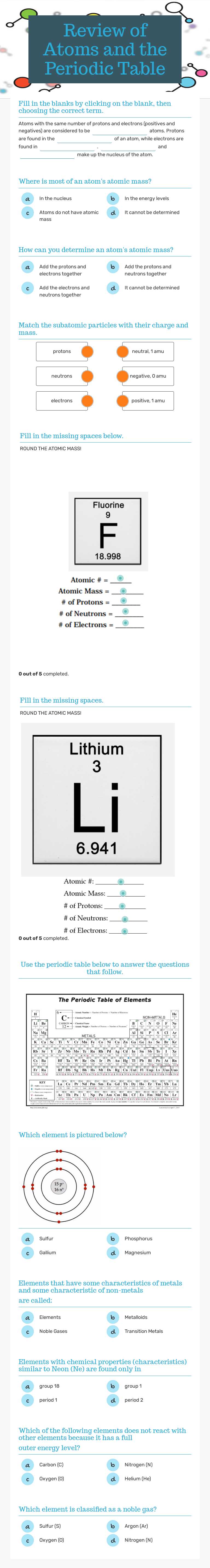 Review of Atoms and the Periodic Table by Miosha Taylor | Interactive ...