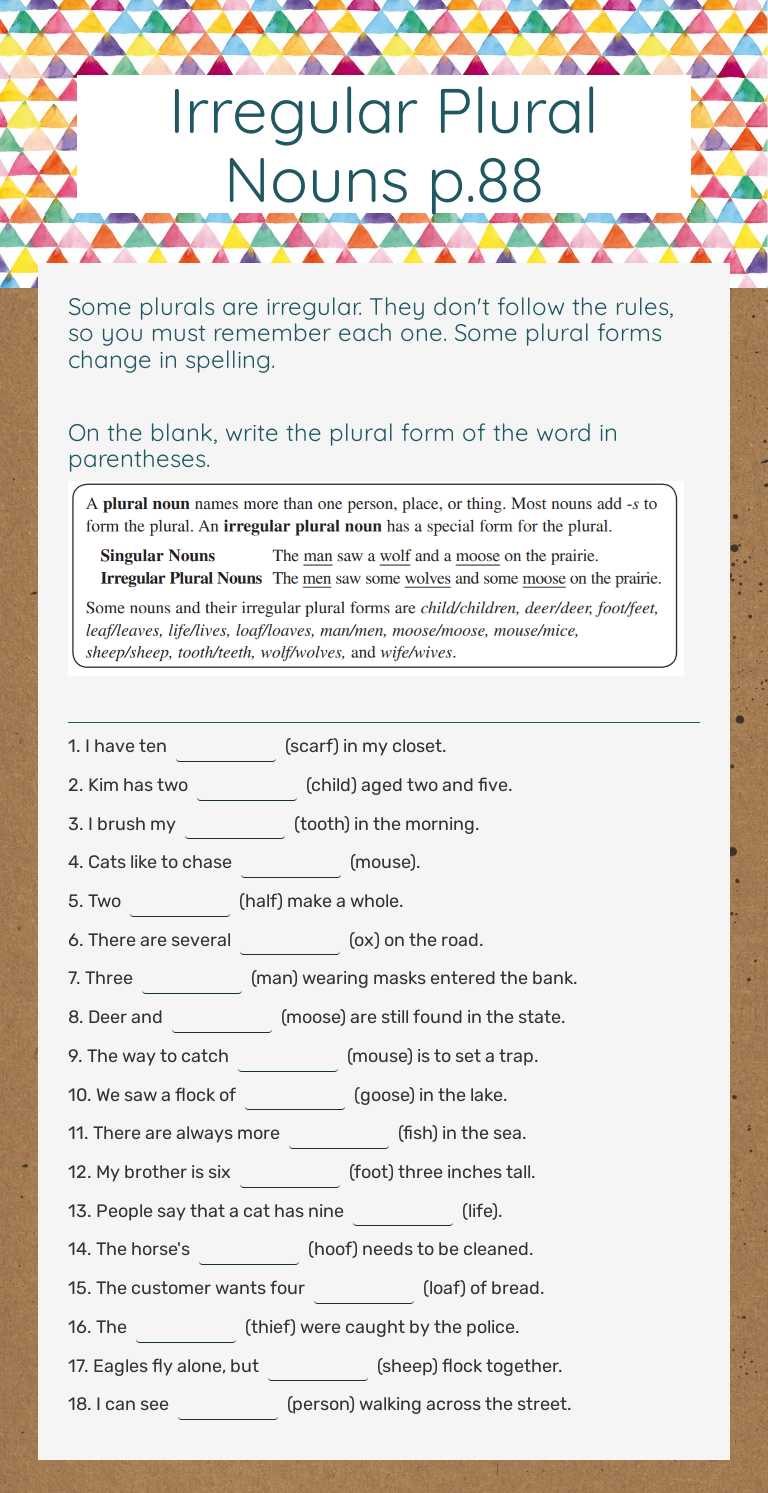 Irregular Plural Nouns p.88 by Danielle Diedrich | Interactive ...