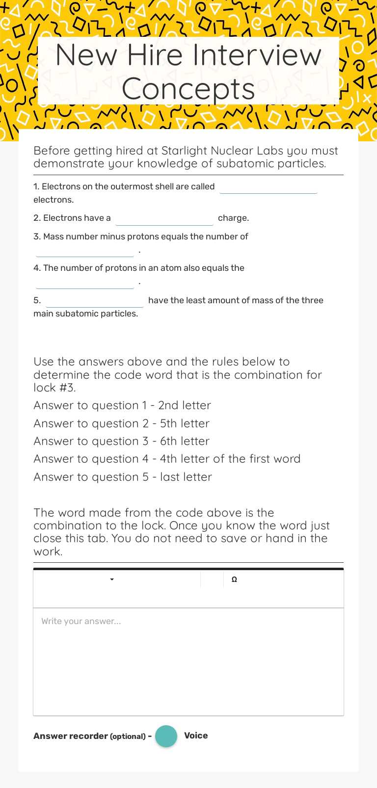 Unlock the secrets of subatomic particles! This fun worksheet tests ...