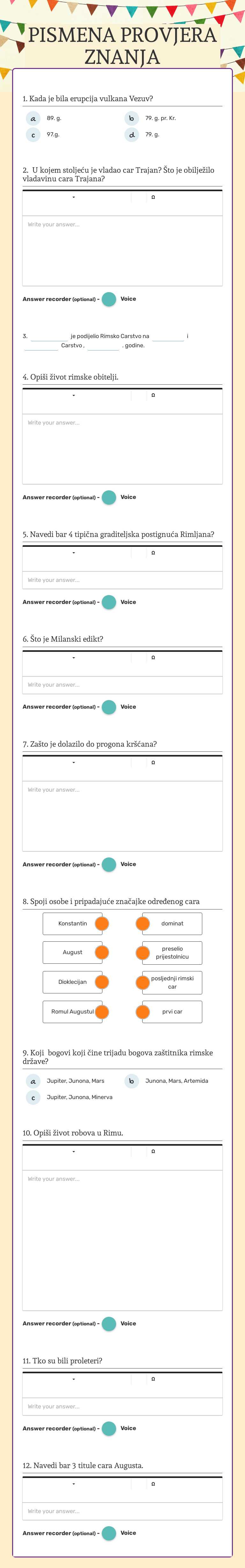 PISMENA PROVJERA ZNANJA by Tajana Beribak Gačić | Interactive Worksheet ...
