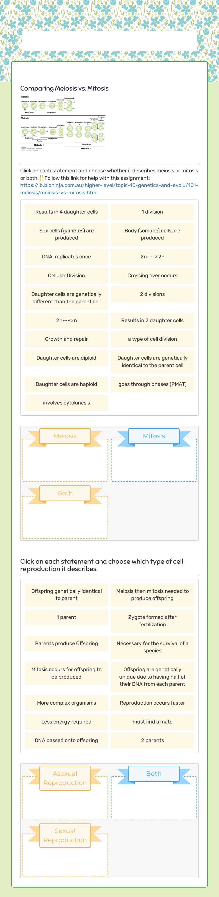 Mitosis vs. Meiosis 7 by Phil Morrow | Interactive Worksheet | Wizer.me