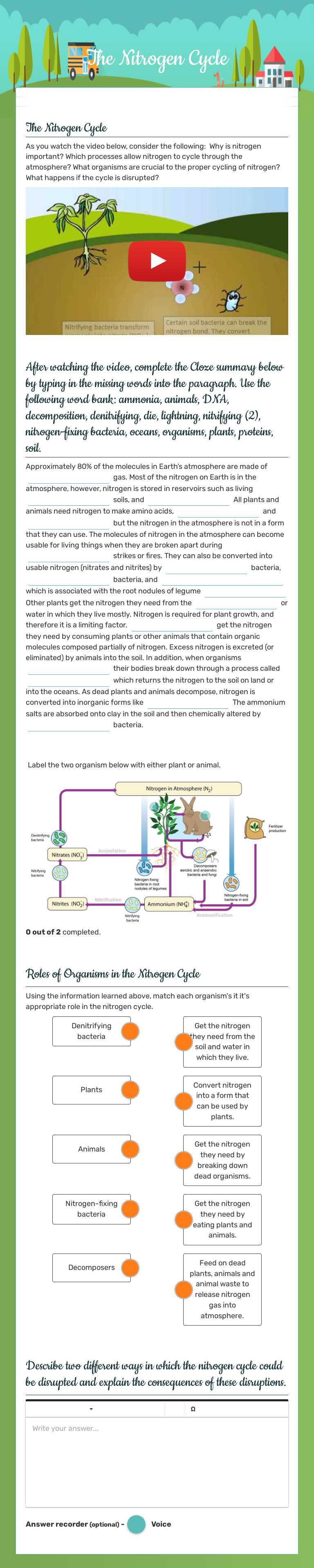 The Nitrogen Cycle by Grace Jameson | Interactive Worksheet | Wizer.me
