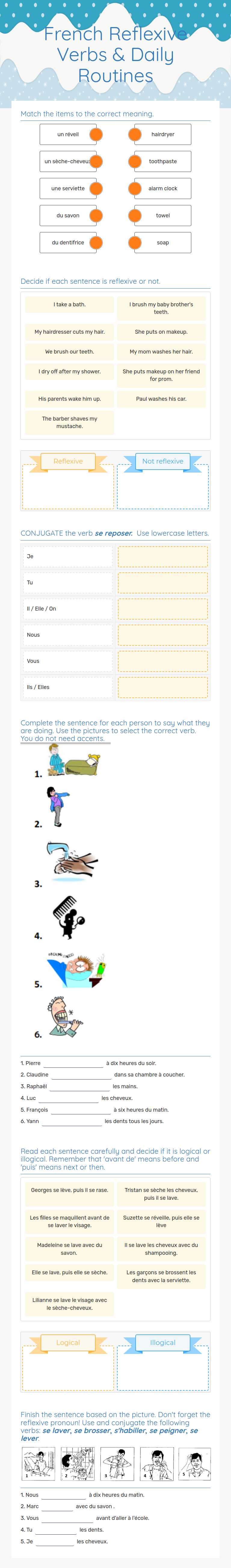 Master French reflexive verbs for daily routines! Practice conjugation ...