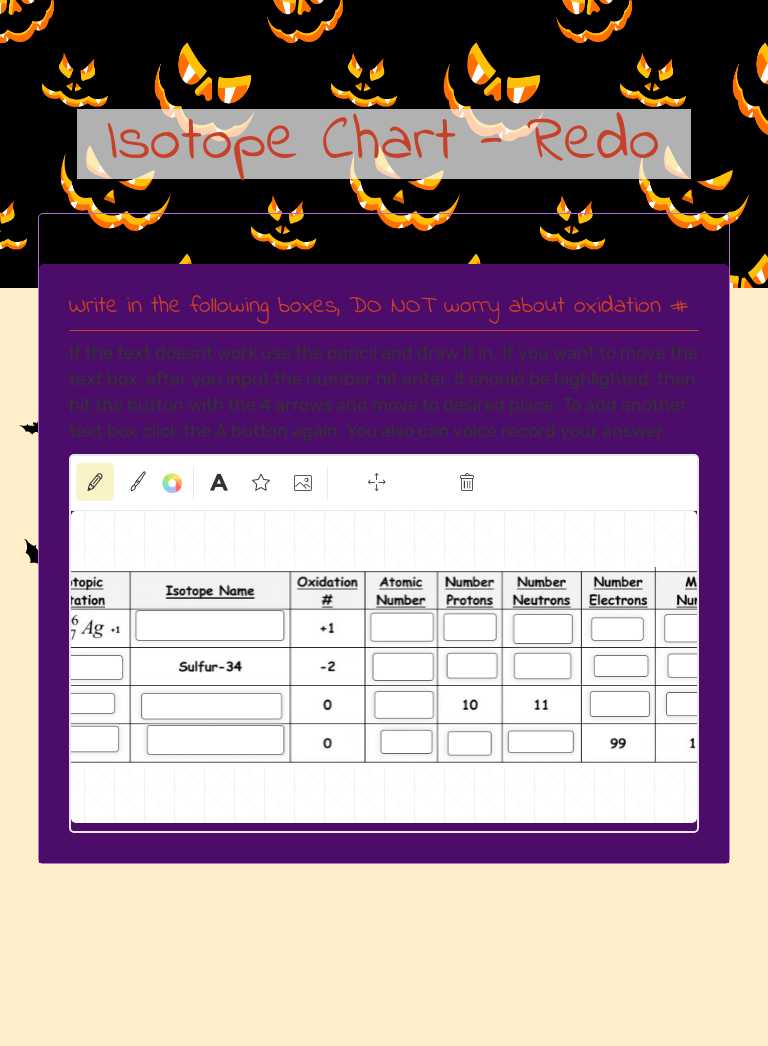 Isotope Chart - Redo by Danielle Cibelli | Interactive Worksheet | Wizer.me