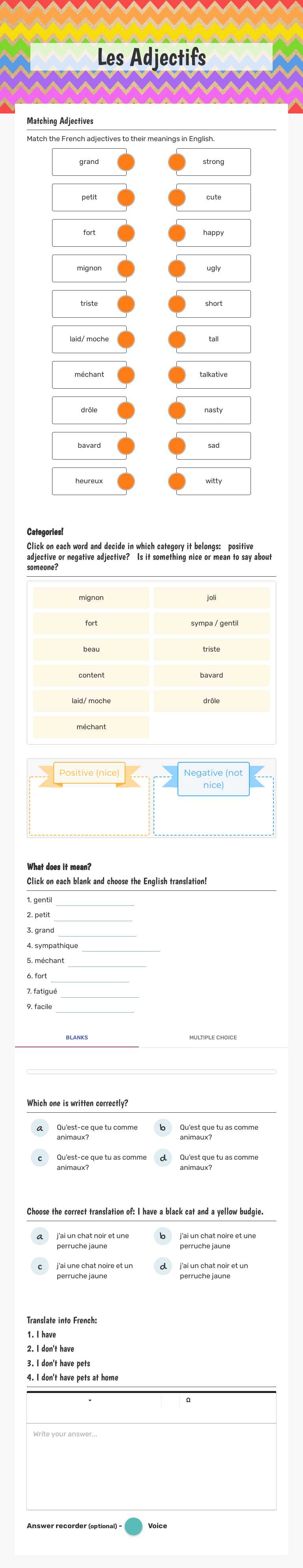 Master French adjectives! Practice meaning, sentiment, and agreement ...