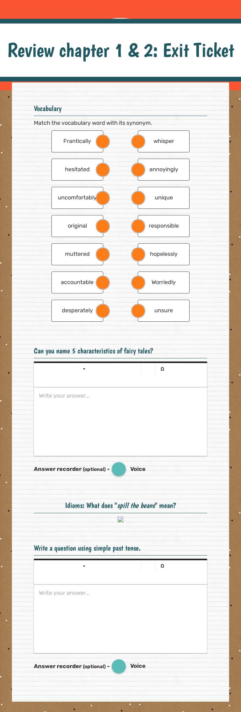 Review chapter 1 & 2: Exit Ticket by Vicky Valle | Interactive ...