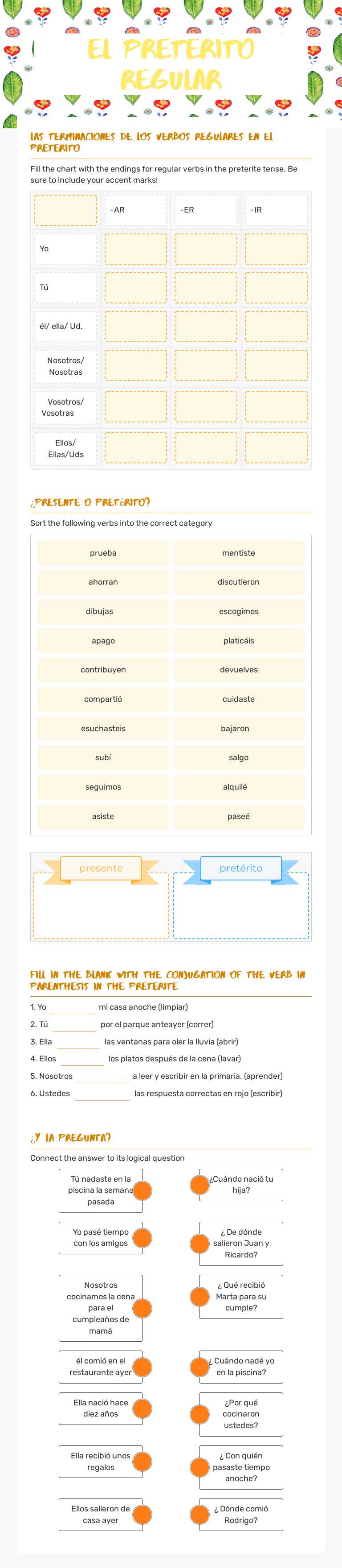 Conquer Spanish preterite regular verbs! Practice conjugation and tense ...