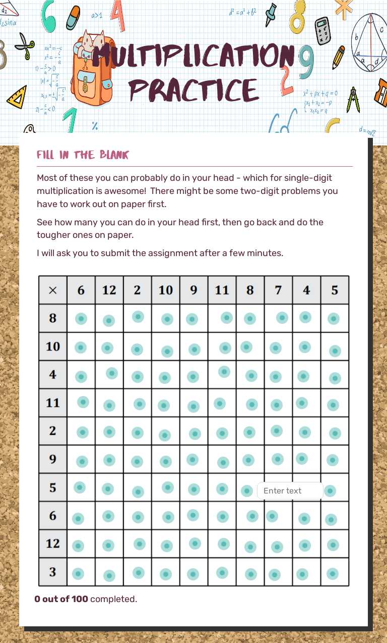 Multiplication Practice by Alex Gammon | Interactive Worksheet | Wizer.me
