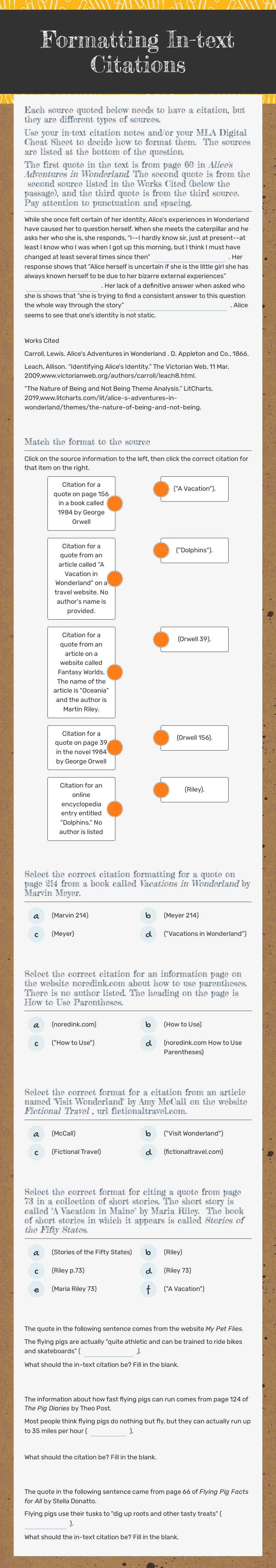 Master in-text citations! Practice formatting quotes from books ...