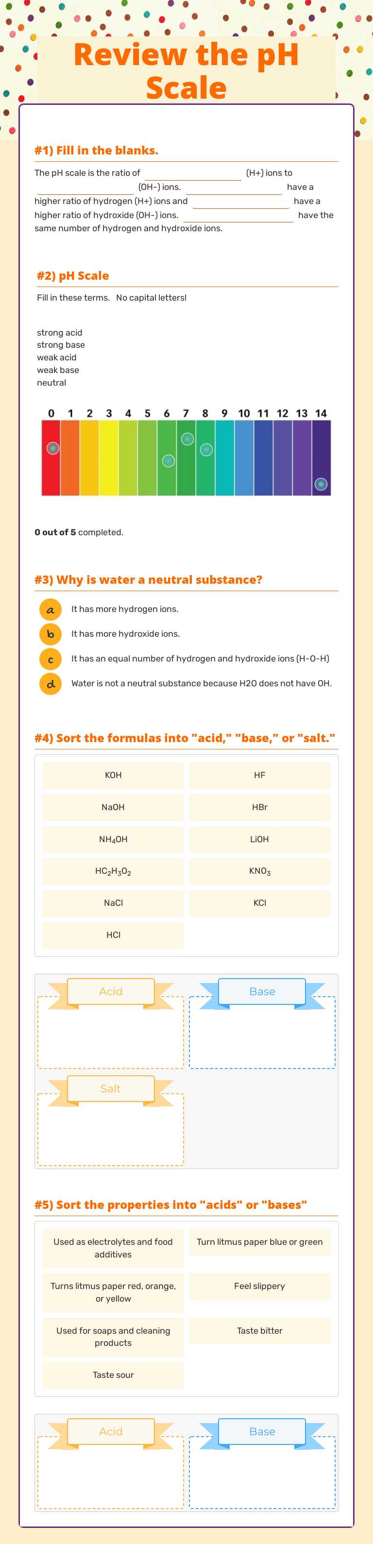 Master the pH scale! Review acids, bases, and neutral substances with ...