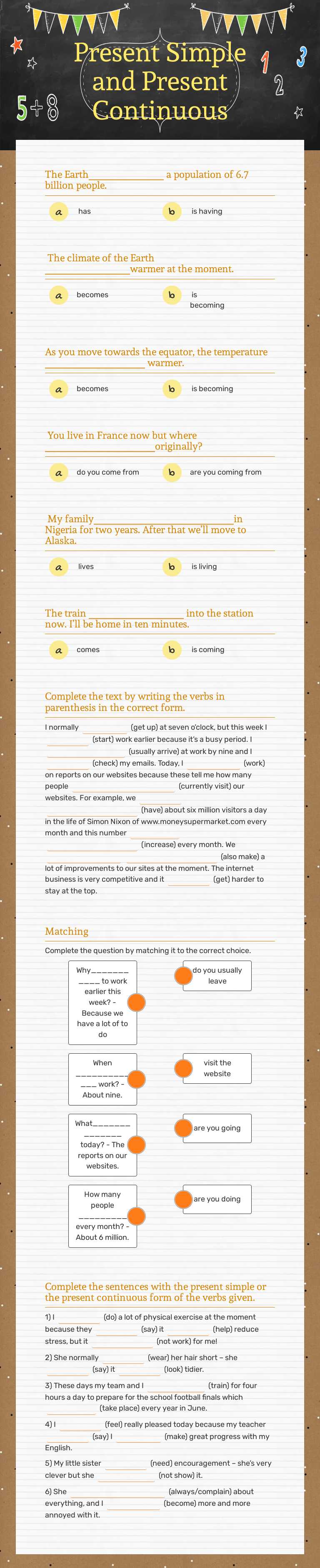 Present Simple and Present Continuous by Anna Kynal | Interactive ...