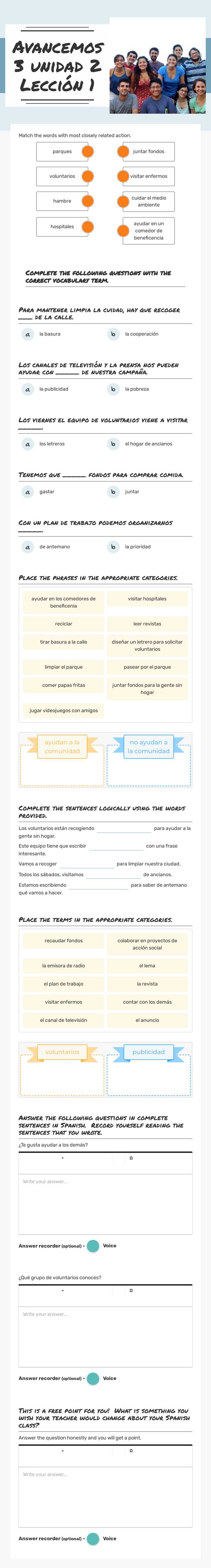 Boost your Spanish! Master community service vocab with Avancemos 3 ...