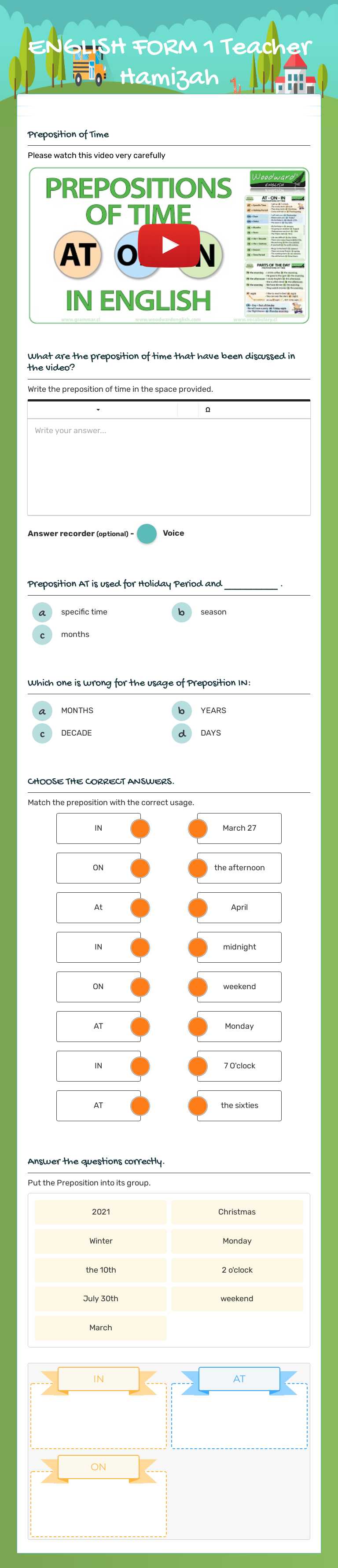 ENGLISH FORM 1 Teacher Hamizah by NURHAMIZAH BINTI ABDUL HALIM Moe ...
