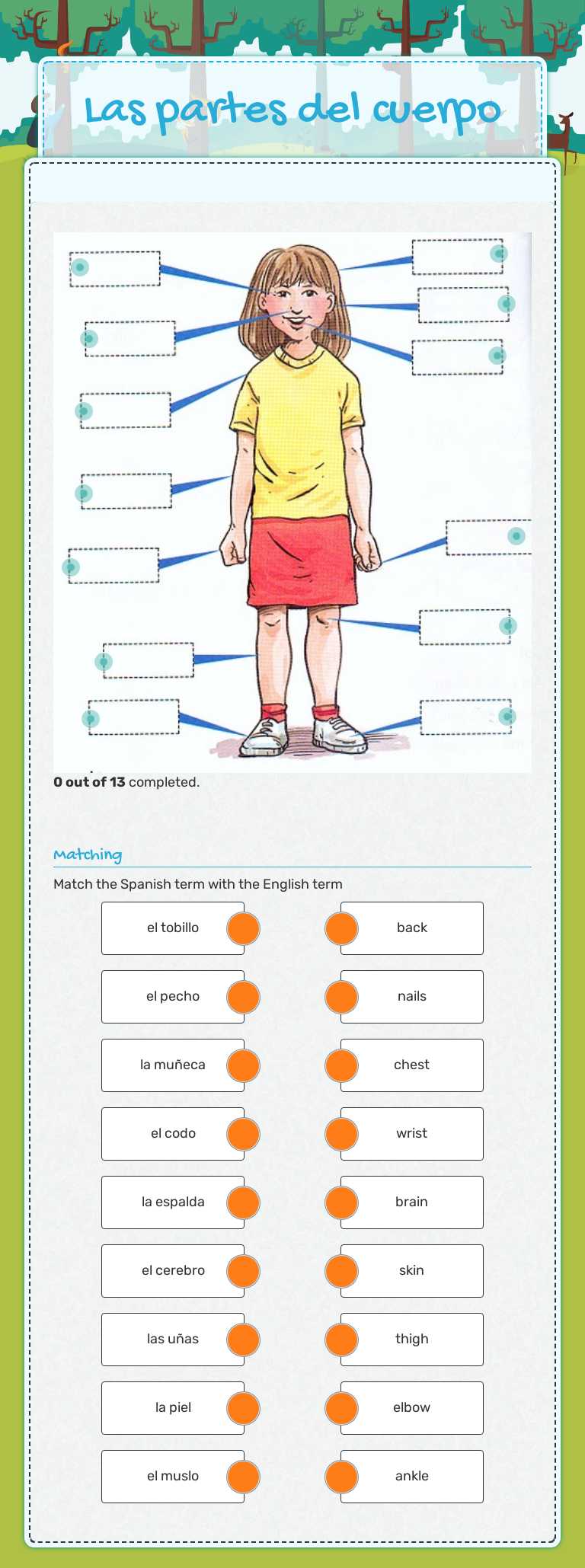 Las partes del cuerpo by G. Morrisey | Interactive Worksheet | Wizer.me