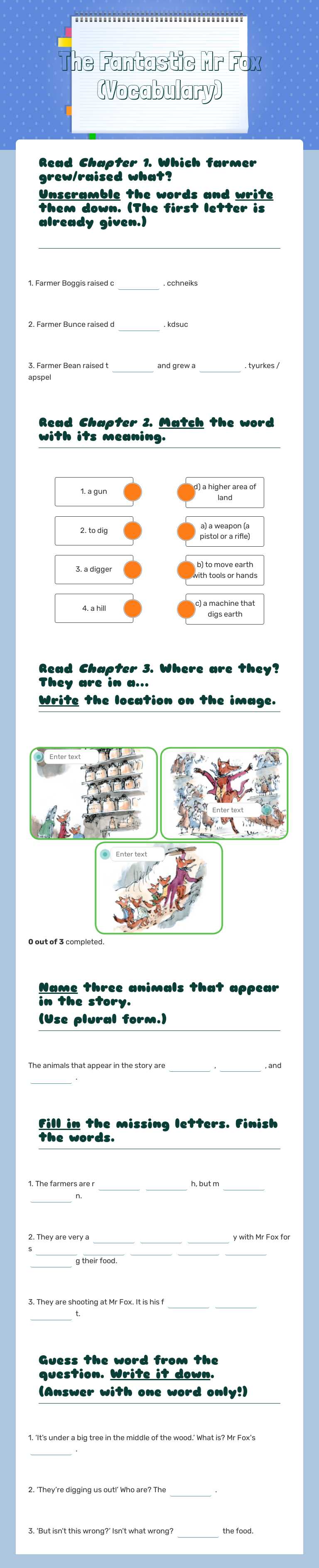 The Fantastic Mr Fox (Vocabulary) by Ivana Kirin | Interactive ...