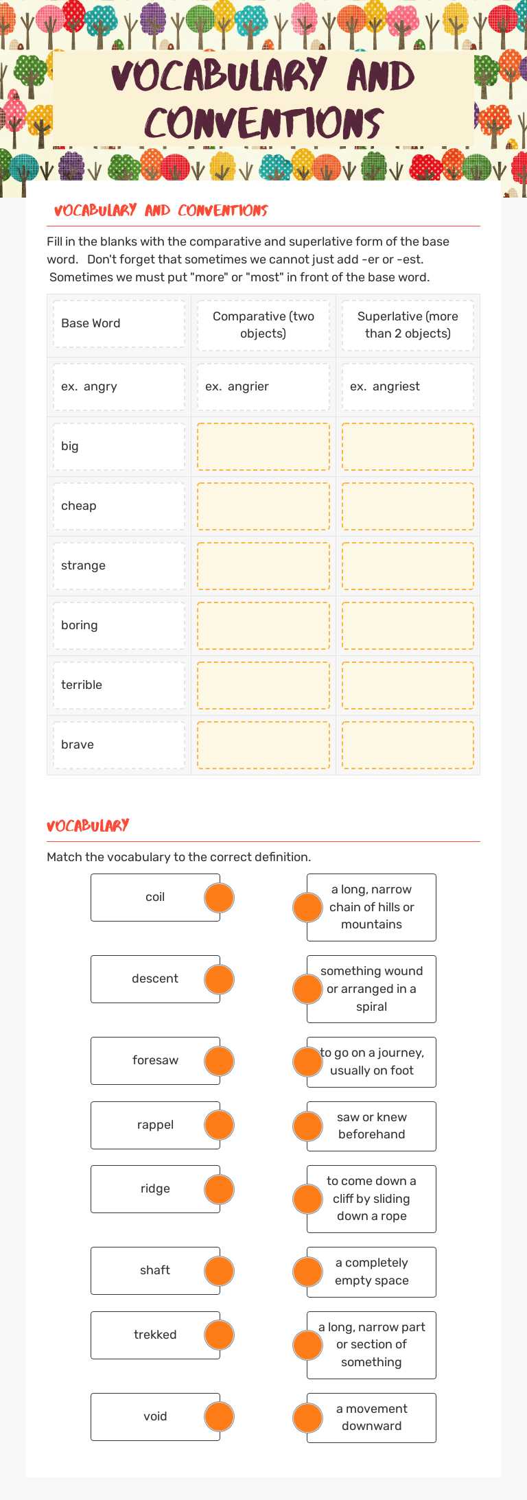 Vocabulary and Conventions by Elizabeth Martin | Interactive Worksheet ...