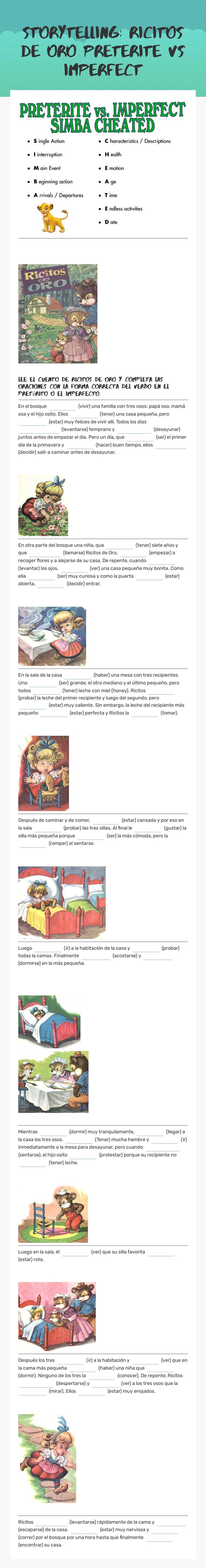 Master Spanish Preterite vs Imperfect with a fun Goldilocks story ...